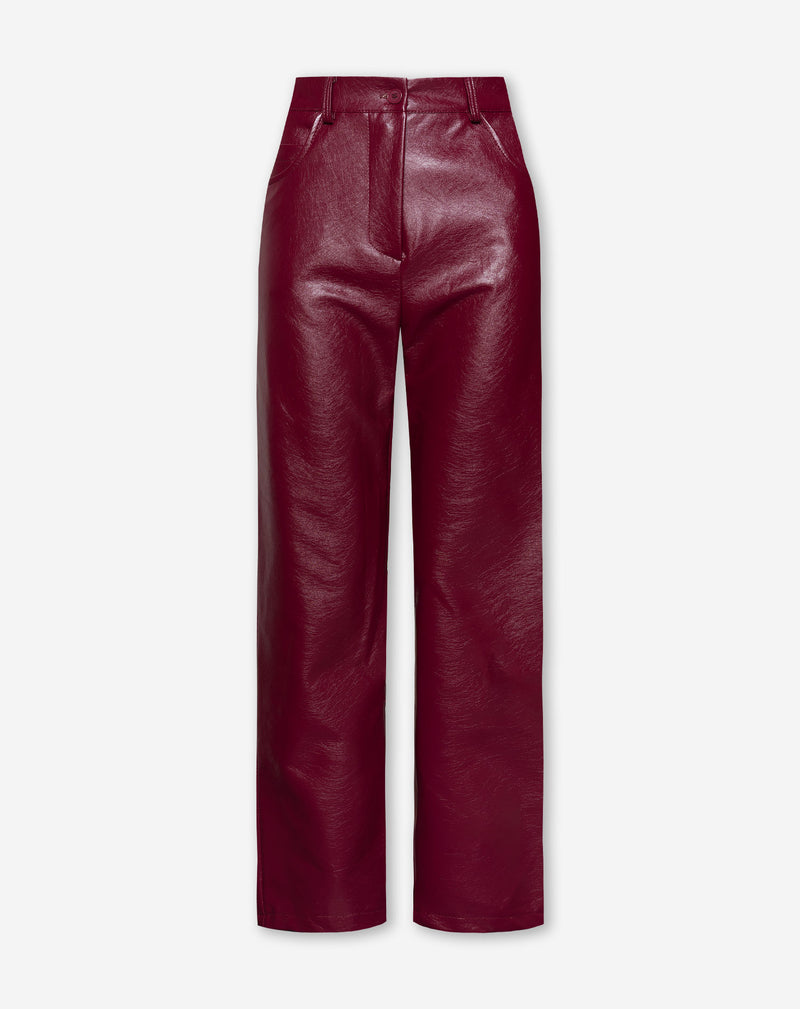 LIQUID LEATHER STRAIGHT LEG PANTS TALL BURGUNDY | Most Wanted