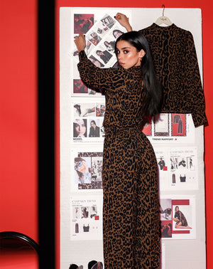 JULIE LEOPARD LONG SLEEVE TOP ZWART | Most Wanted