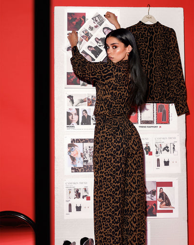 JULIE LEOPARD LONG SLEEVE TOP ZWART | Most Wanted