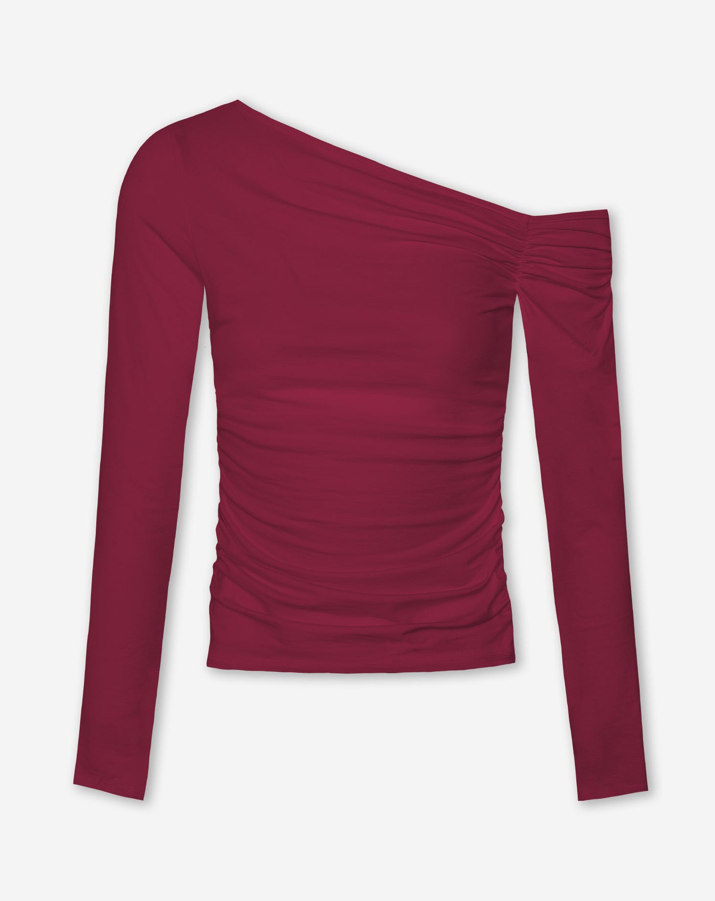 TAMAR OFF SHOULDER RUCHED TOP BURGUNDY | Most Wanted