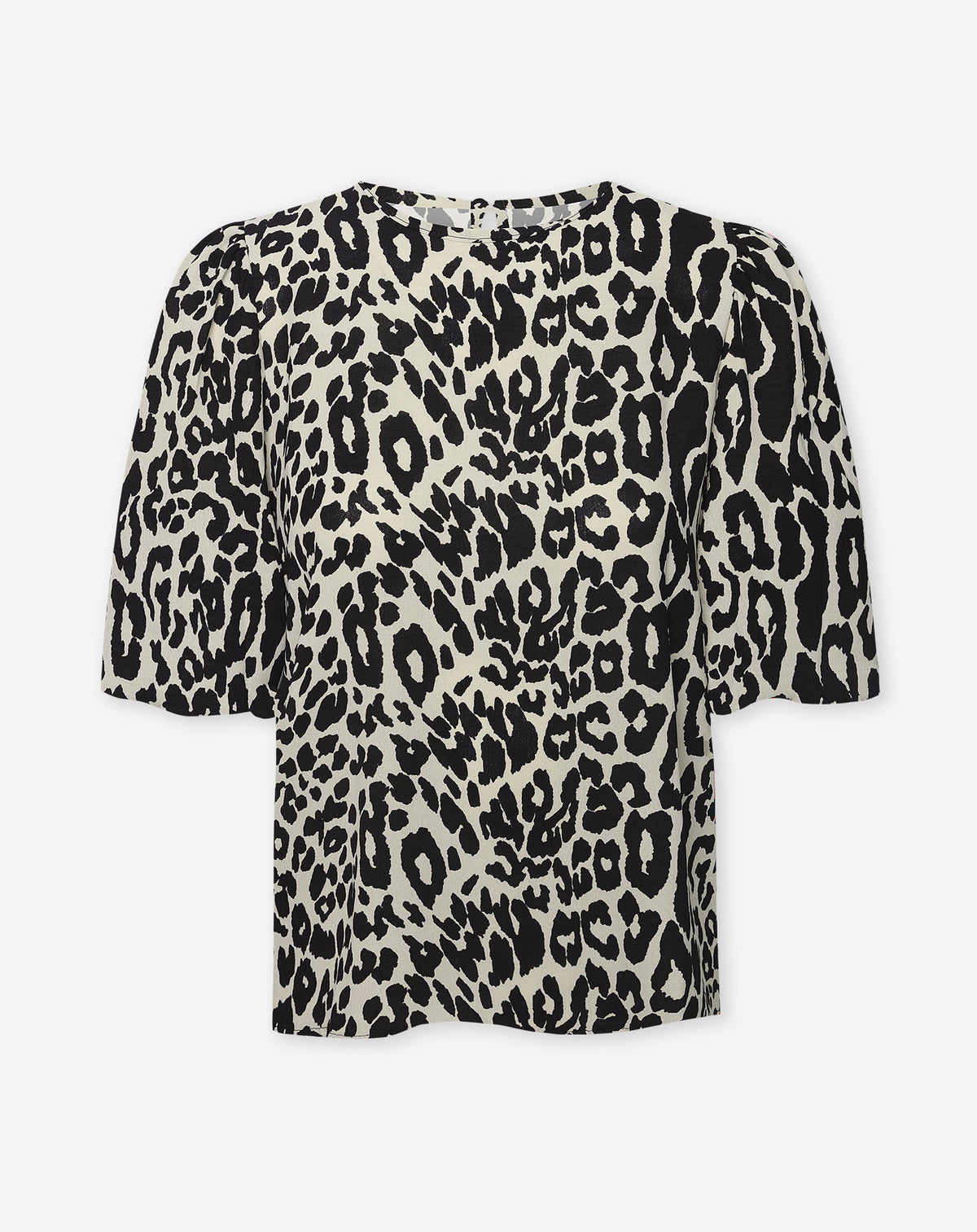 JULIE LEOPARD PUFF SLEEVE TOP BEIGE | Most Wanted
