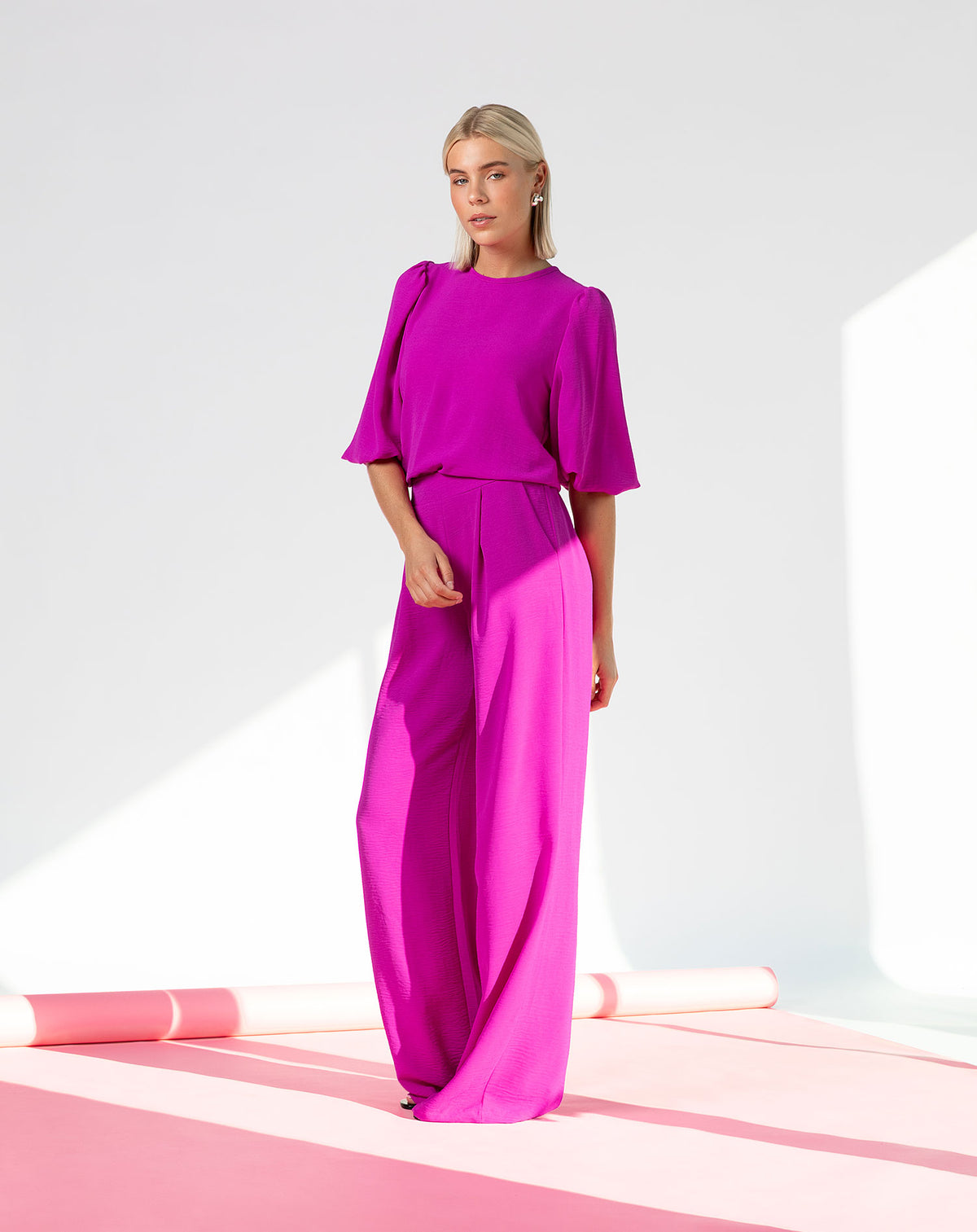 JULIE PUFF SLEEVE TOP MAGENTA | Most Wanted