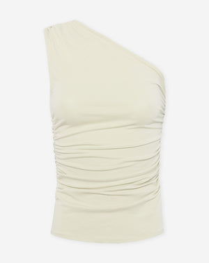 TAMAR ONE SHOULDER RUCHED TOP BEIGE | Most Wanted