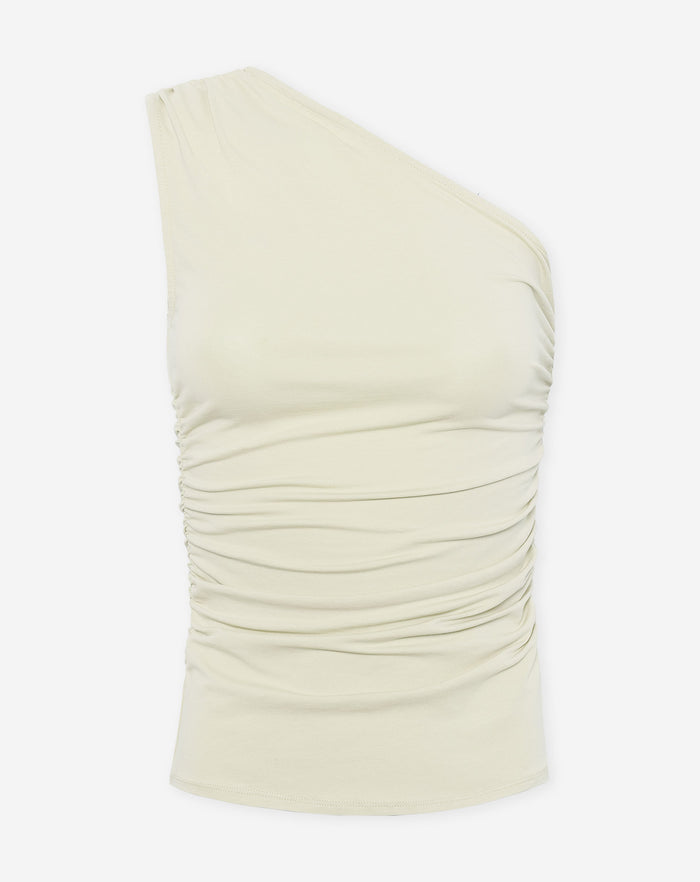 TAMAR ONE SHOULDER RUCHED TOP BEIGE | Most Wanted