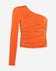 ONE SLEEVE RUCHED TOP ORANGE | Most Wanted