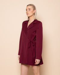 IRIS WRAP UP BLAZER DRESS BURGUNDY | Most Wanted