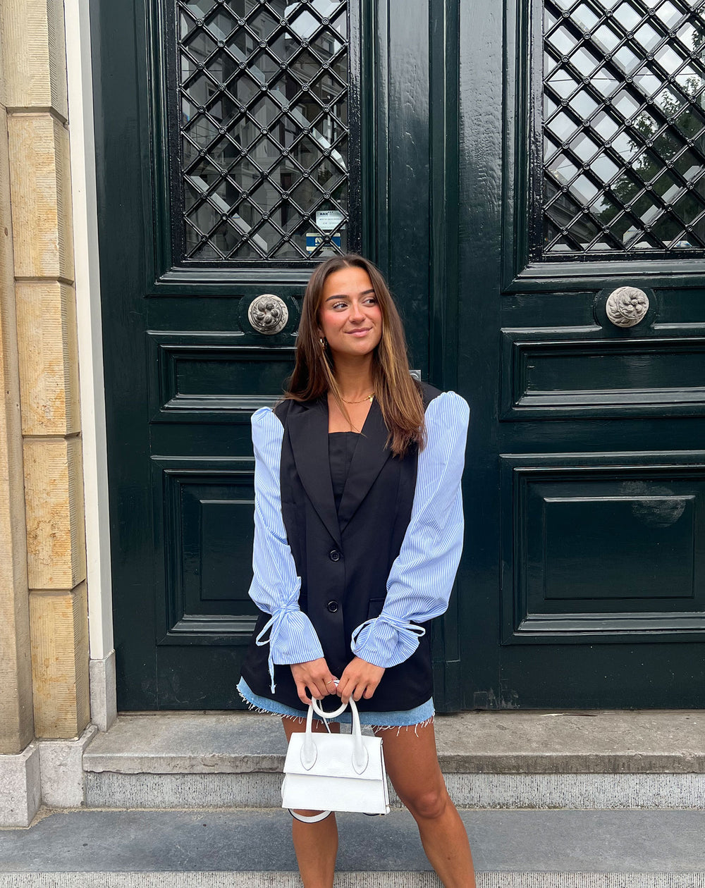 ELIN STRIPE SLEEVE BLAZER | Most Wanted