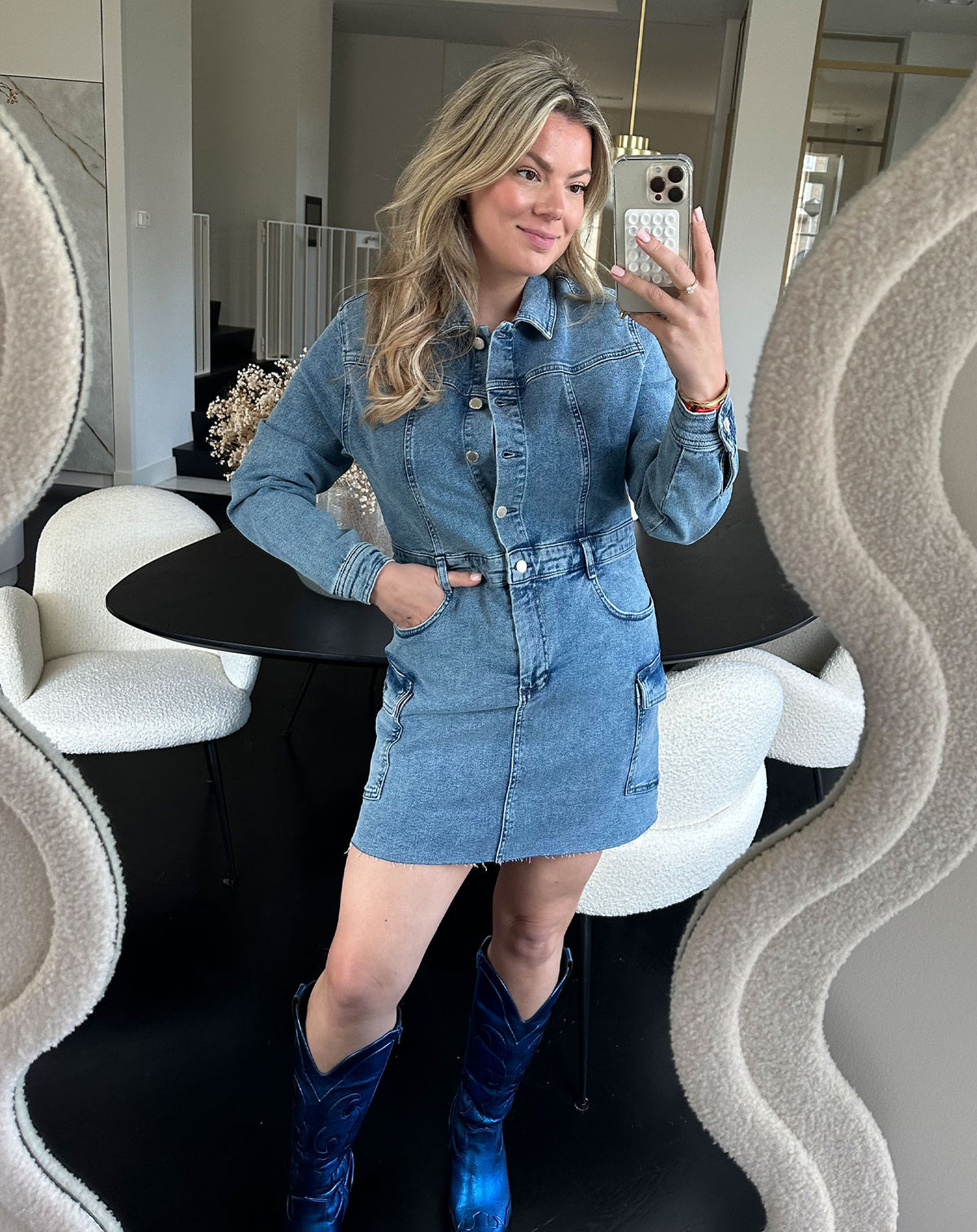 LULU DENIM DRESS BLAUW | Most Wanted