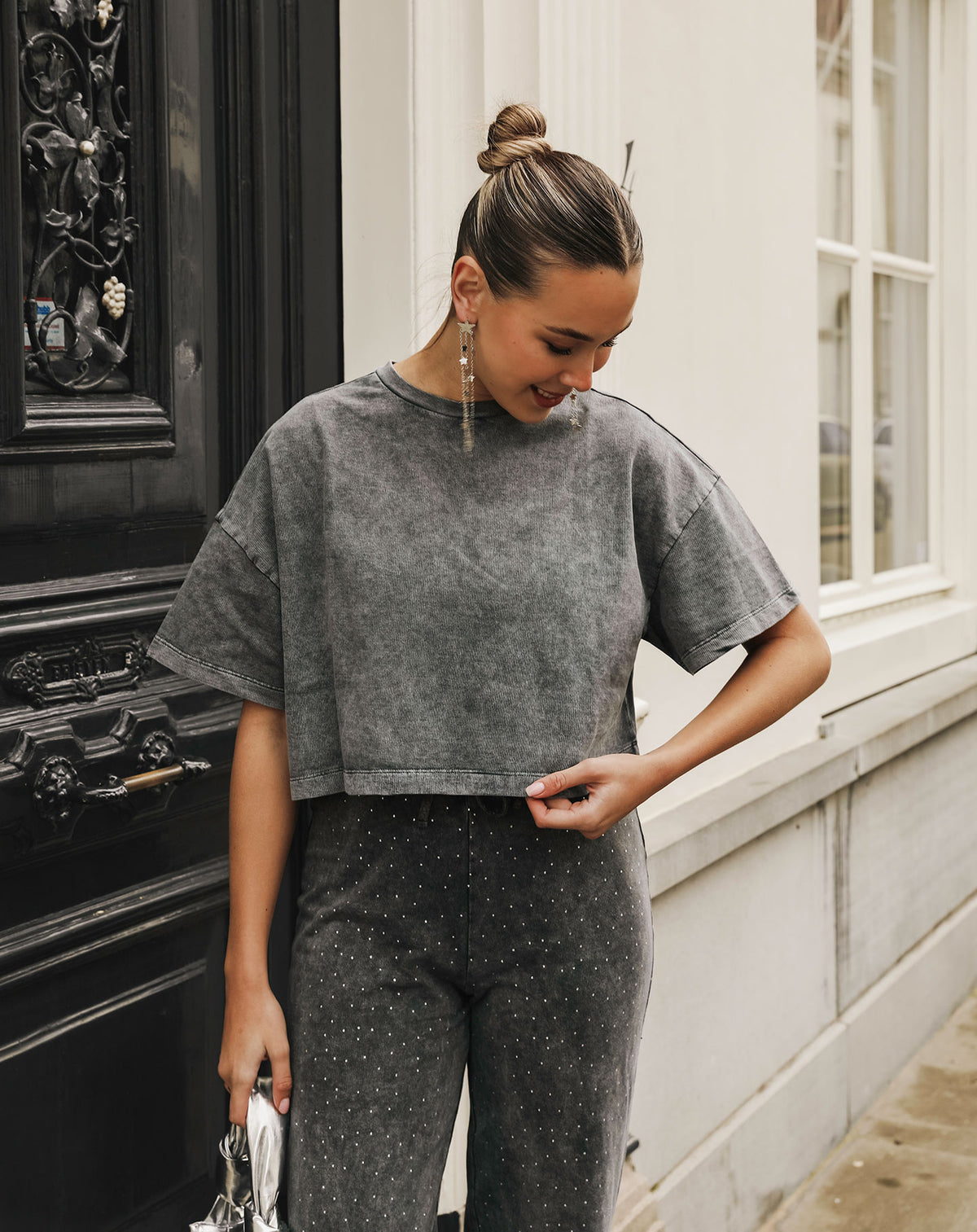 CROPPED SWEAT TEE GREY | Most Wanted