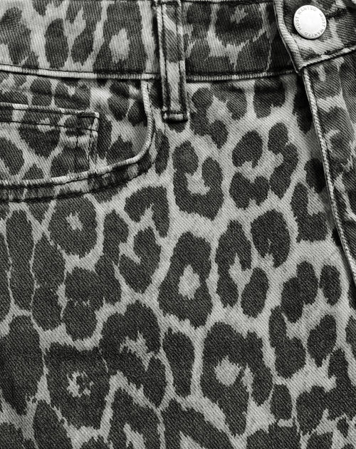 LEOPARD ALLOVER DENIM SKIRT GRIJS | Most Wanted