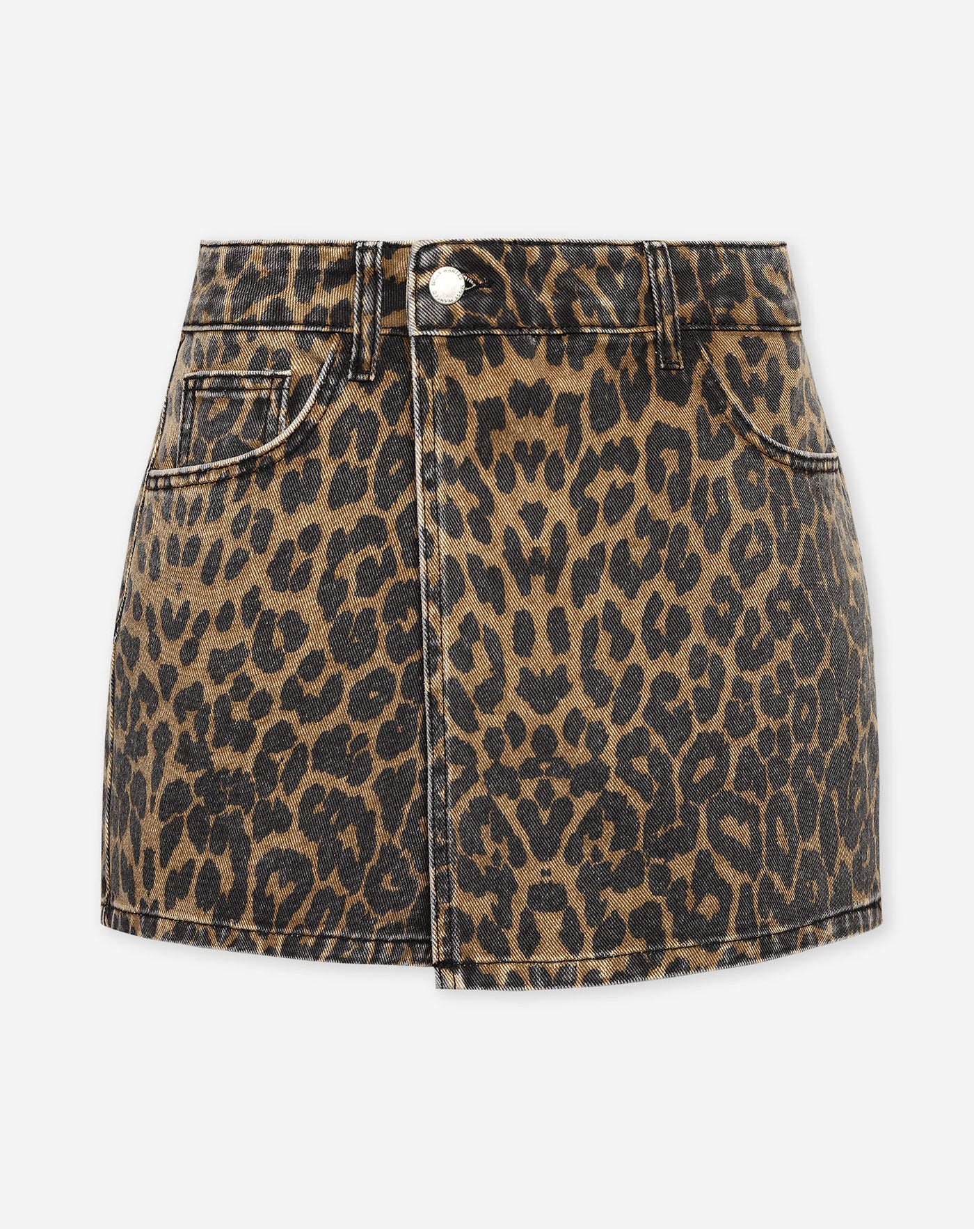 LEOPARD ALLOVER DENIM SKORT ZWART | Most Wanted