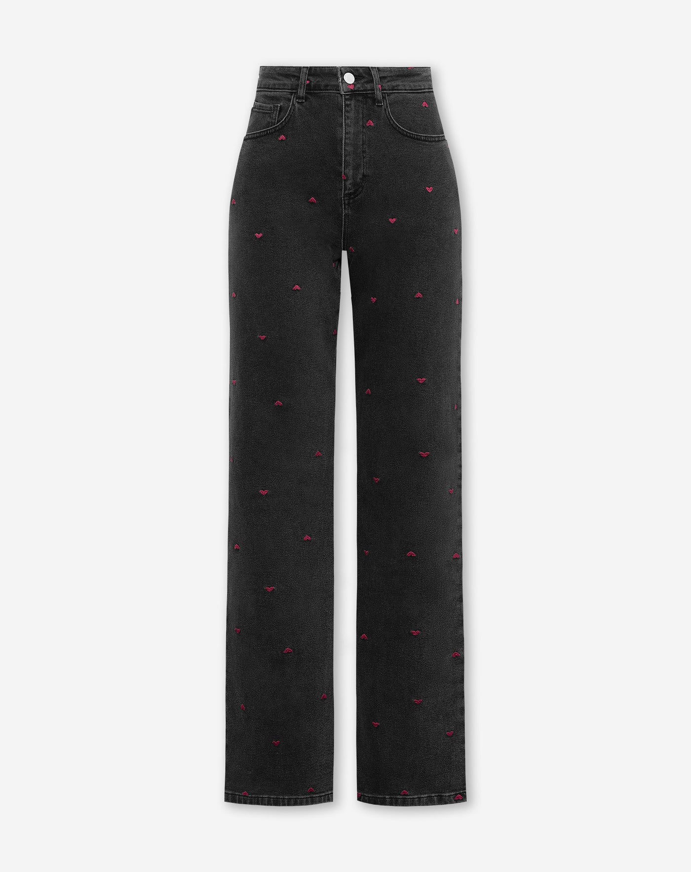 HEART BOOTCUT JEANS DARK GREY BURGUNDY | Most Wanted
