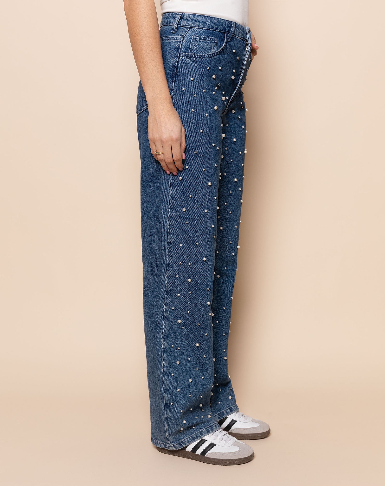 PEARL MIX STRAIGHT LEG JEANS BLAUW | Most Wanted