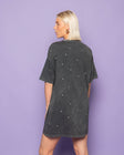 HEART EMBROIDERY T-SHIRT DRESS ACID GRIJS | Most Wanted