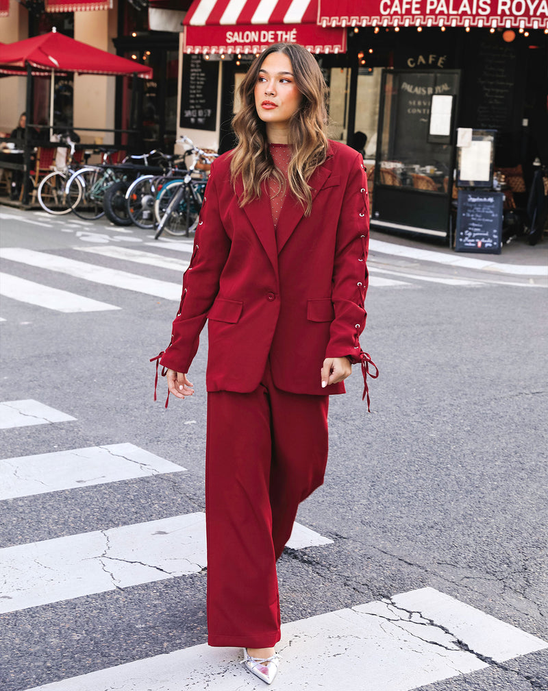 LIZZY STRAIGHT LEG PANTALON TALL BORDEAUX | Most Wanted