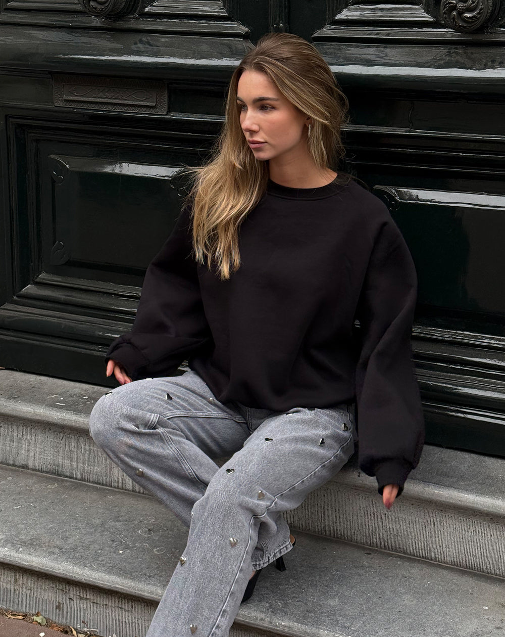 EVA OVERSIZED SWEATER ZWART | Most Wanted